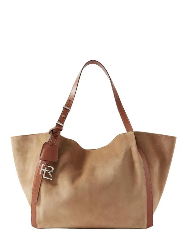 Ralph Lauren 888 Leather-trimmed Suede Tote - Brown
