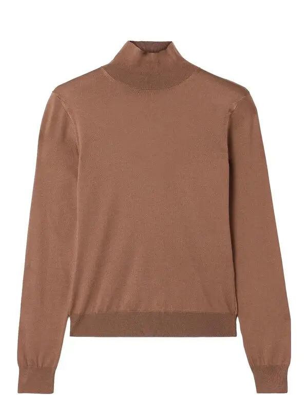 Ralph Lauren Silk-blend Turtleneck Sweater - Brown