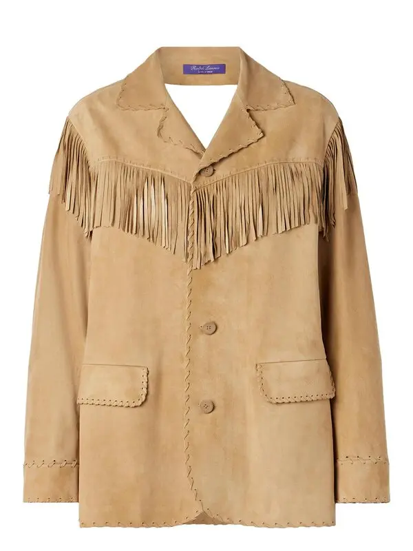 Ralph Lauren Ryland Fringed Suede Jacket - Brown