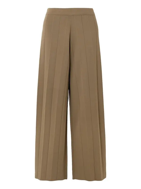 Max Mara Lama Ribbed Jersey Wide-leg Pants - Brown