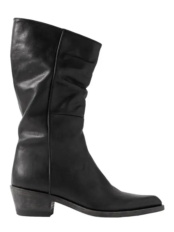 Khaite Clive Leather Boots - Black