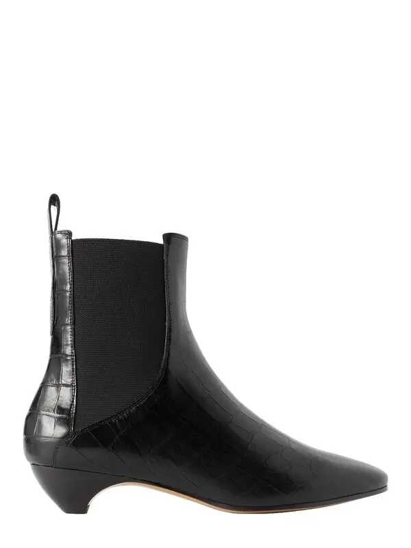 Le Monde Beryl Allegra Croc-effect Leather Chelsea Boots - Black