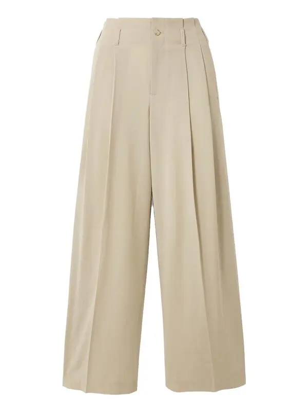 KALLMEYER Percie Pleated Wool-blend Pants - Neutrals