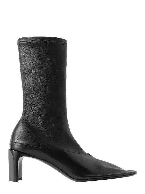 JIL SANDER Leather Ankle Boots - Black