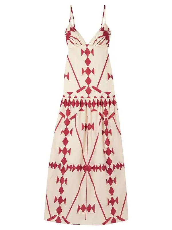 Johanna Ortiz Zea Palm Printed Cotton-poplin Maxi Dress - Neutrals