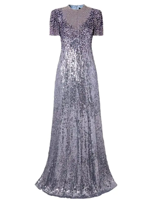 Jenny Packham Jourdain Embellished Tulle Gown - Purple