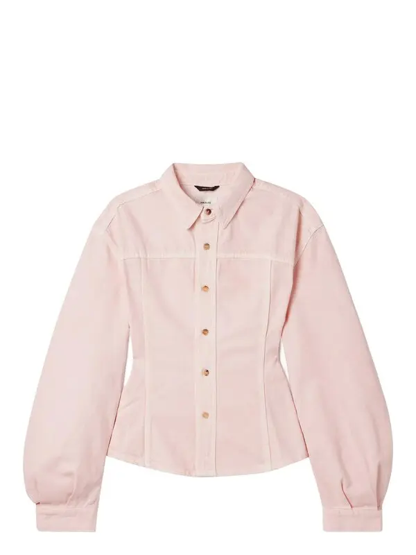 HAIKURE Lee Dive Paneled Denim Shirt - Pink