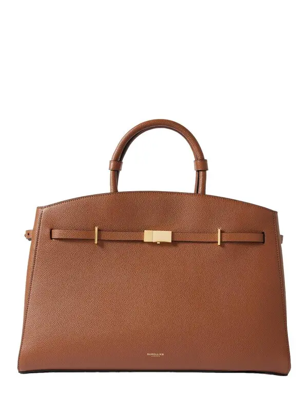 DEMELLIER The Hudson Textured-leather Tote - Brown