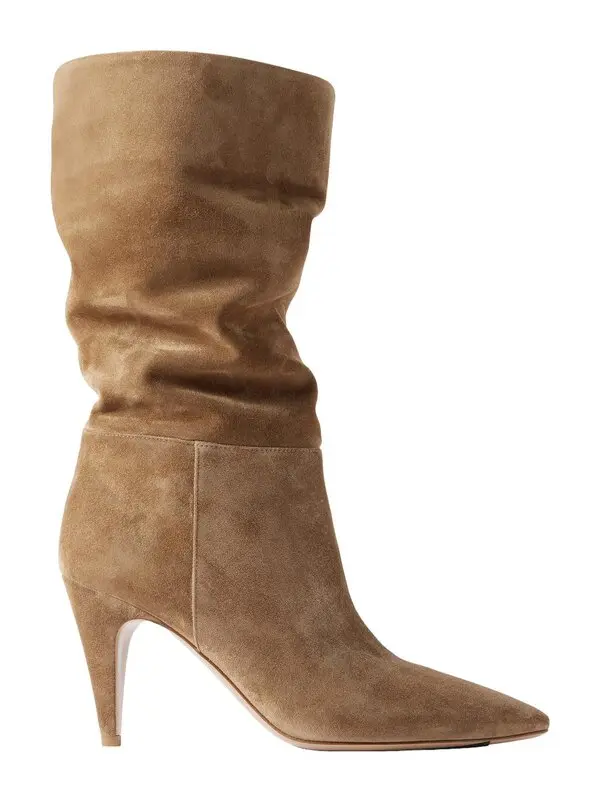 GIANVITO ROSSI Elise 85 Suede Boots - Neutrals