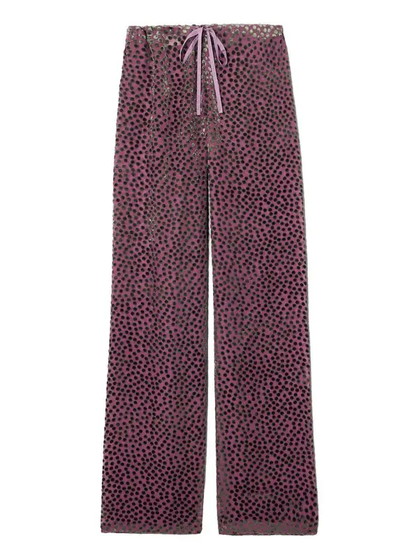 Dries Van Noten Polka-dot Devoré-velvet Pants - Pink