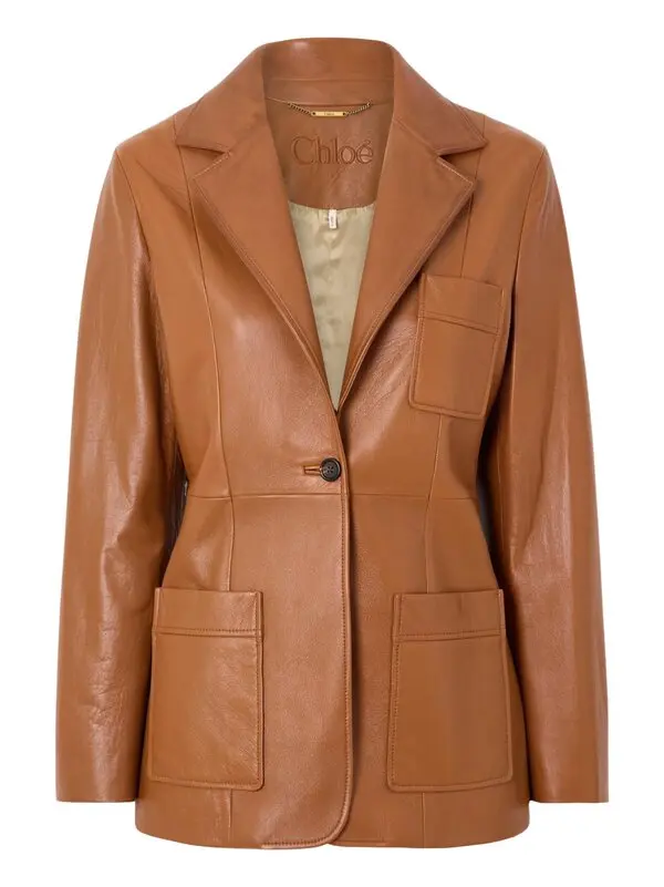 Chloé Paneled Leather Jacket - Brown
