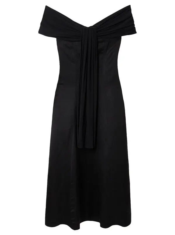 ABADIA Voile And Stretch-bamboo Jersey Midi Dress - Black
