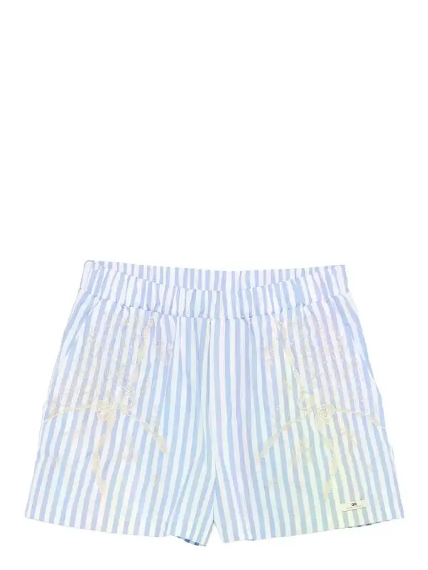 Elisabetta Franchi Striped Cotton Shorts - Blue