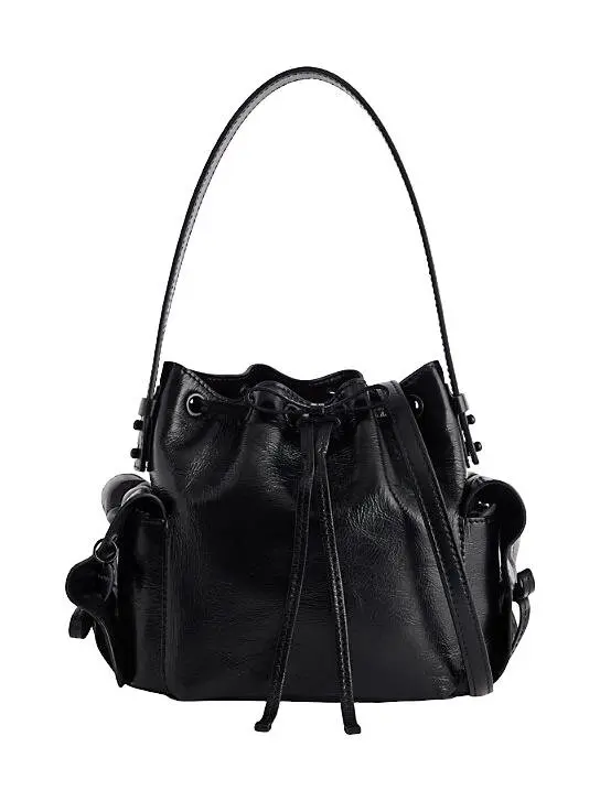 Acne Studios Multi-pocket Leather Bucket Shoulder Bag - Black