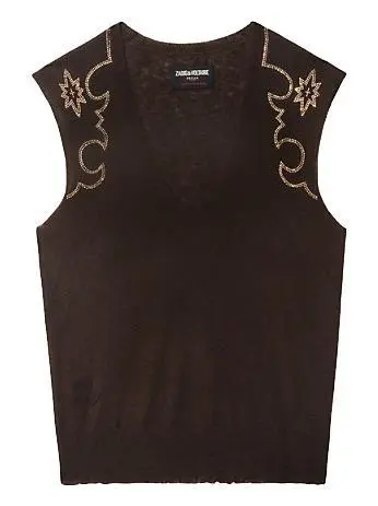 Zadig&Voltaire Rhinestone-embellished Cashmere Jumper - Dark Chocolate
