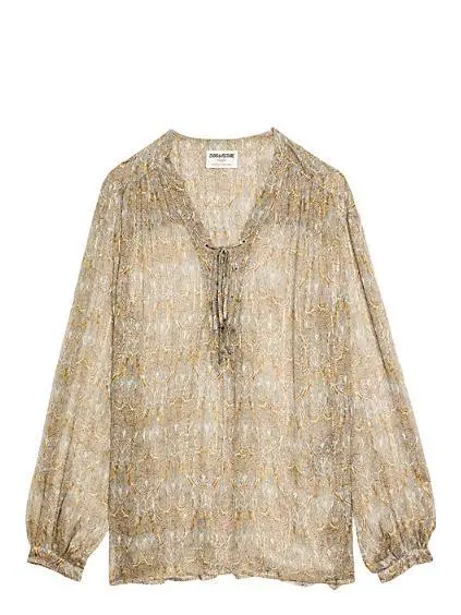 Zadig&Voltaire Tamela Metallic-stripe Chiffon Blouse - Cloud