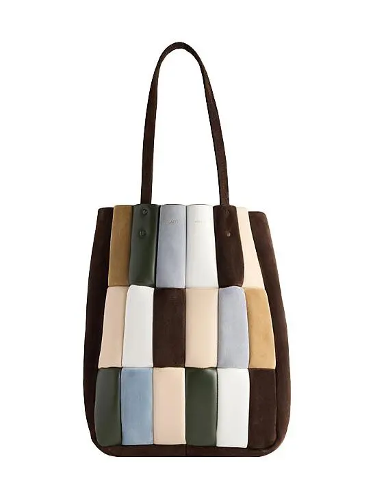 Khaite Zoe Patchwork Leather Tote Bag - Dark Brown Multi
