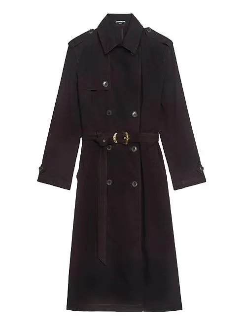 Zadig&Voltaire Kenar Double-breasted Cotton Trench Coat - Dark Chocolate