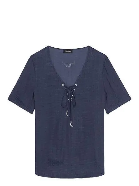 Zadig&Voltaire Terzo Monogram-print Woven Top - Encre