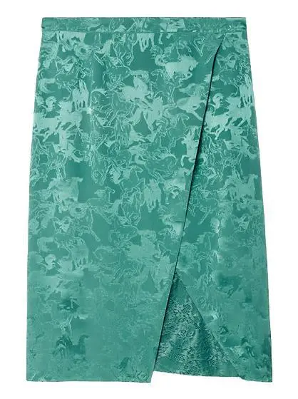 Zadig&Voltaire Horse-jacquard Silk Midi Skirt - Emerald