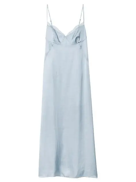 Zadig&Voltaire Rialta Lace-embroidered Satin Midi Dress - Cloud