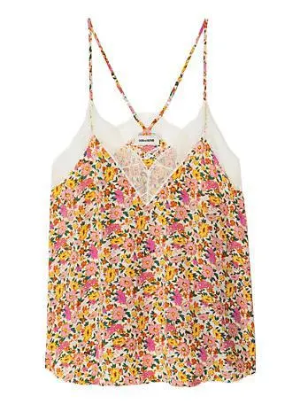 Zadig&Voltaire Floral-print Woven Cami Top - Ecru