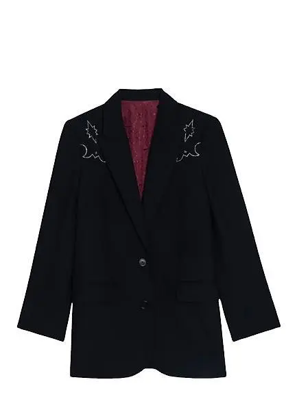 Zadig&Voltaire Stretch-woven Blazer With Rhinestone Embellishments - Black