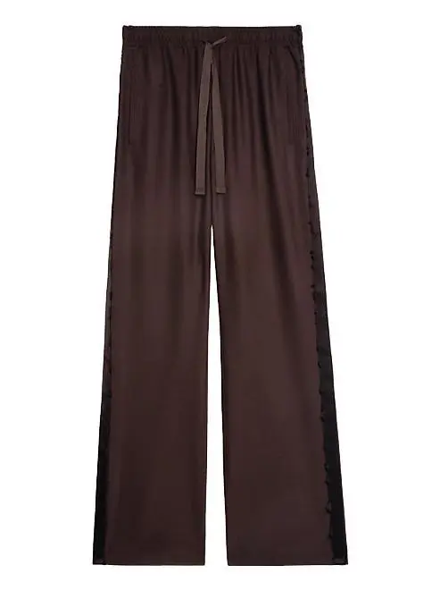 Zadig&Voltaire Poma Satin-stripe Straight-leg Trousers - Dark Chocolate