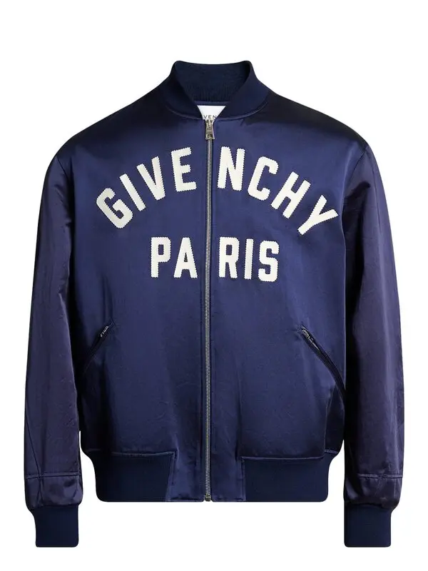 Givenchy Satin Logo Bomber Jacket - Navy