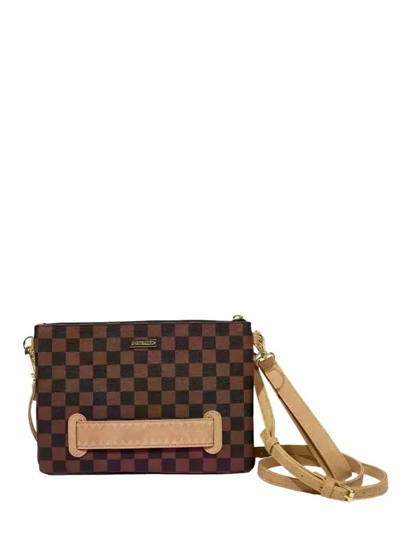 SPRAYGROUND Shark-checkered Clutch Bag - Brown