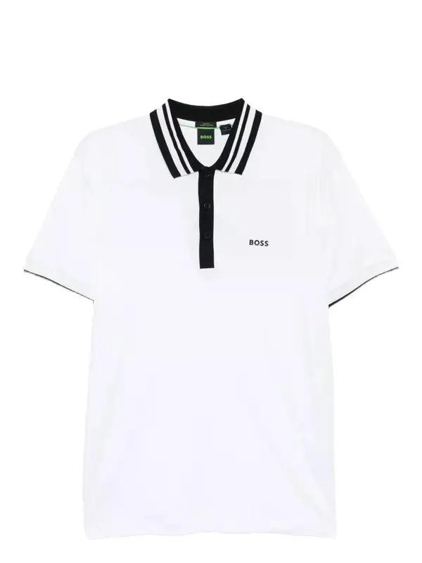 BOSS Tipped-collar Polo Shirt - White