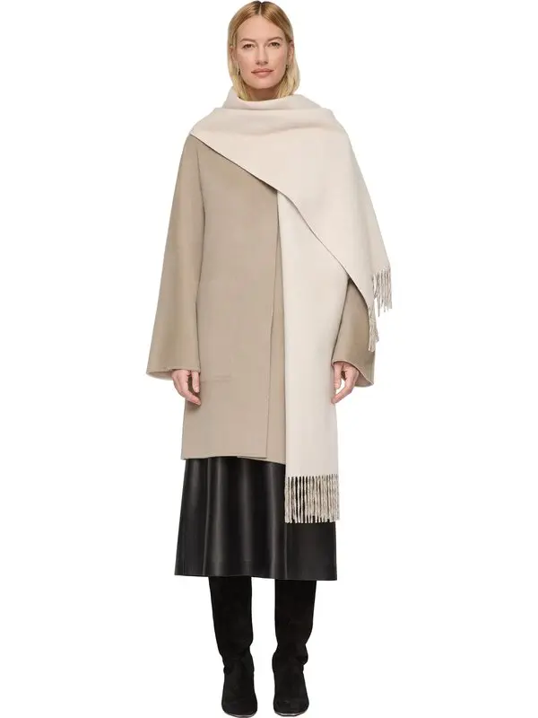 Lafayette 148 New York Reversible Cashmere Coat With Scarf - Hickory/oatmeal Melange