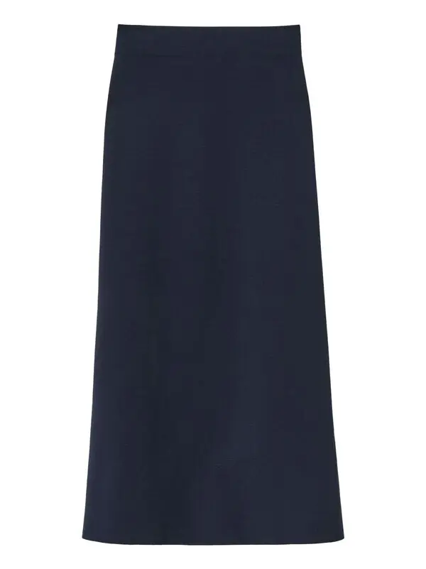 Lafayette 148 New York Crepe Ribbed Knit A-line Midi Skirt - Blue Ink