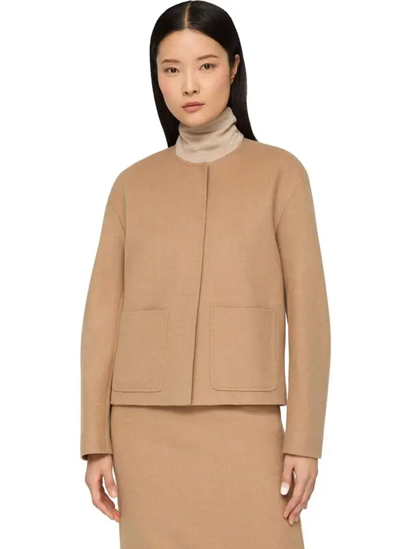 Lafayette 148 New York Collarless Patch Pocket Jacket - Camel
