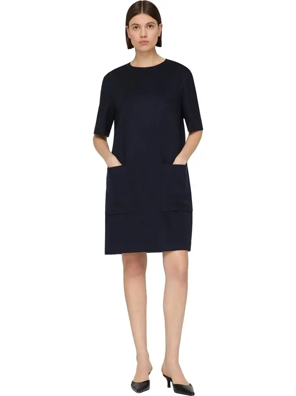 Lafayette 148 New York Patch Pocket Shift Dress - Blue Ink