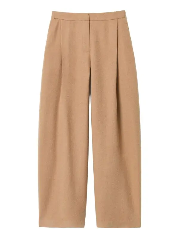 Lafayette 148 New York Pleated Barrel Leg Ankle Pant - Camel