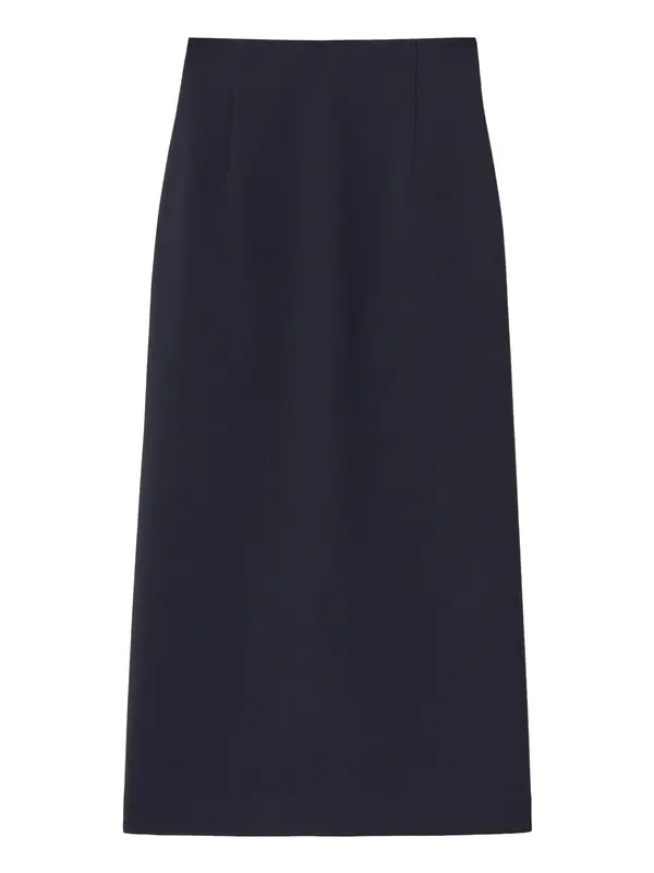 Lafayette 148 New York Crepe Pencil Midi Skirt - Blue Ink