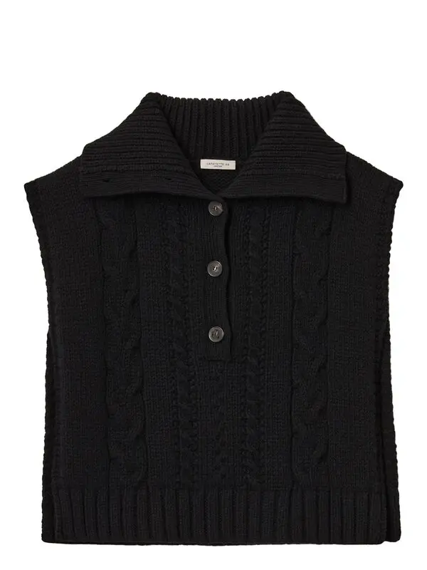 Lafayette 148 New York Merino Wool Cashmere Cable Knit Dickey - Black