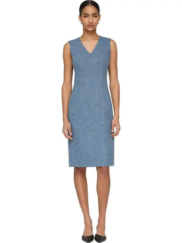 Lafayette 148 New York Petite Donegal Tweed Sleeveless Sheath Dress - Bluebell Multi