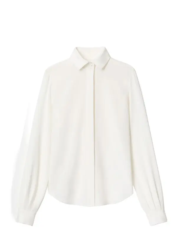 Lafayette 148 New York Organic Silk Georgette Blouse - Cloud