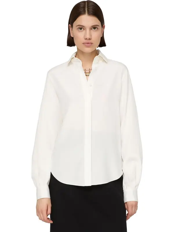 Lafayette 148 New York Organic Silk Georgette Blouse - Cloud