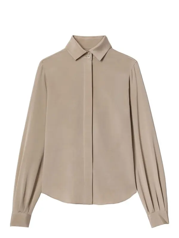 Lafayette 148 New York Organic Silk Georgette Blouse - Hickory