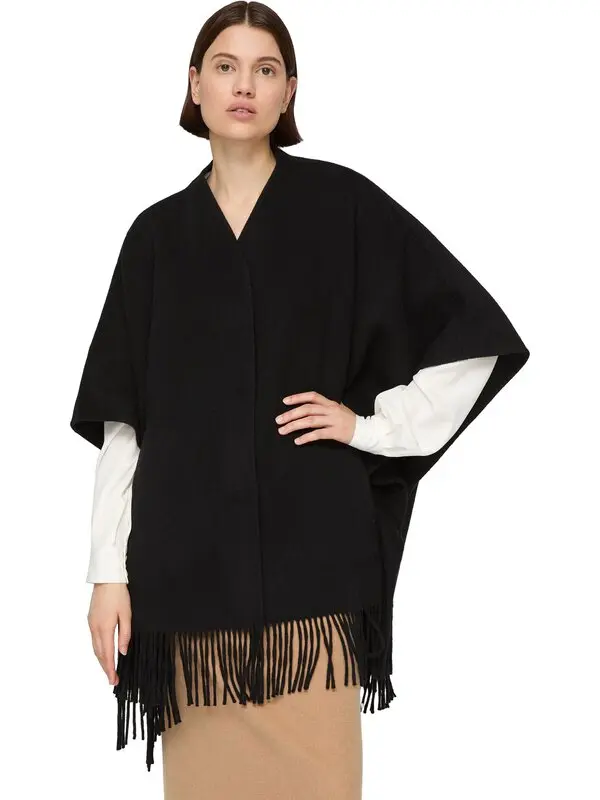Lafayette 148 New York Wool Cashmere Convertible Cape - Black
