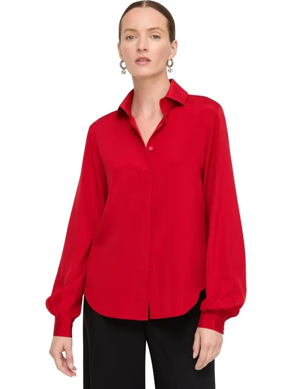 Lafayette 148 New York Organic Silk Georgette Pleated Blouse - Spark