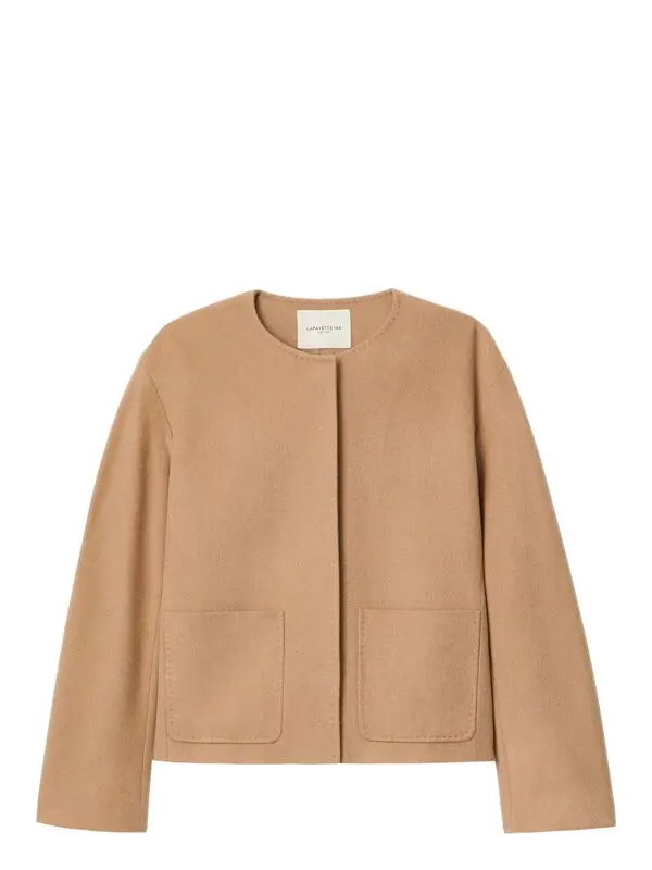 Lafayette 148 New York Collarless Jacket With Patch Pockets - Camel