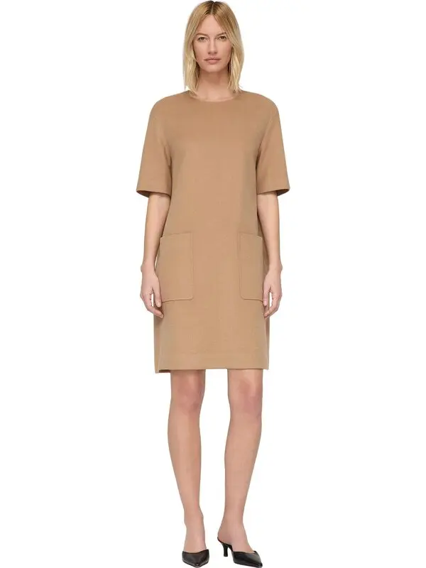 Lafayette 148 New York Shift Dress With Patch Pockets - Camel