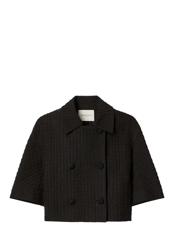 Lafayette 148 New York Houndstooth Jacquard Cropped Jacket - Black