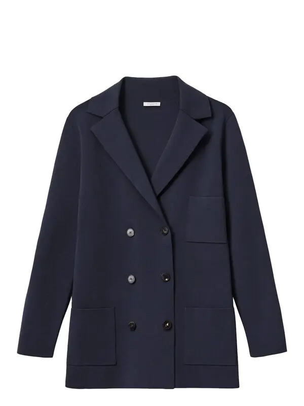 Lafayette 148 New York Crepe Knit Blazer - Blue Ink