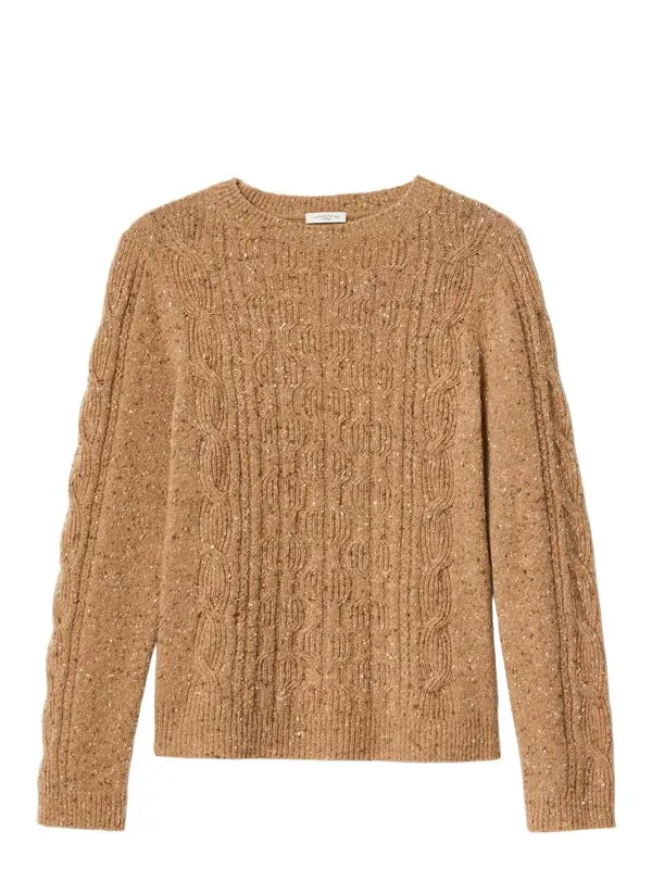 Lafayette 148 New York Cashmere Donegal Cable Knit Sweater - Cammello Multi