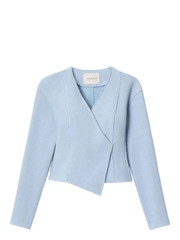 Lafayette 148 New York Asymmetric Cotton Dobby Jacket - Bluebell